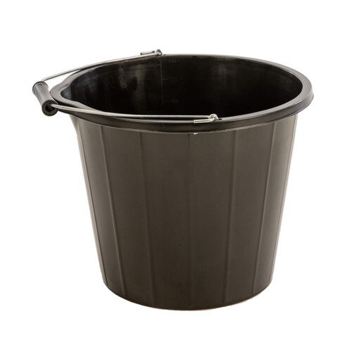 Black Plastic Builders Bucket - 14 Litre